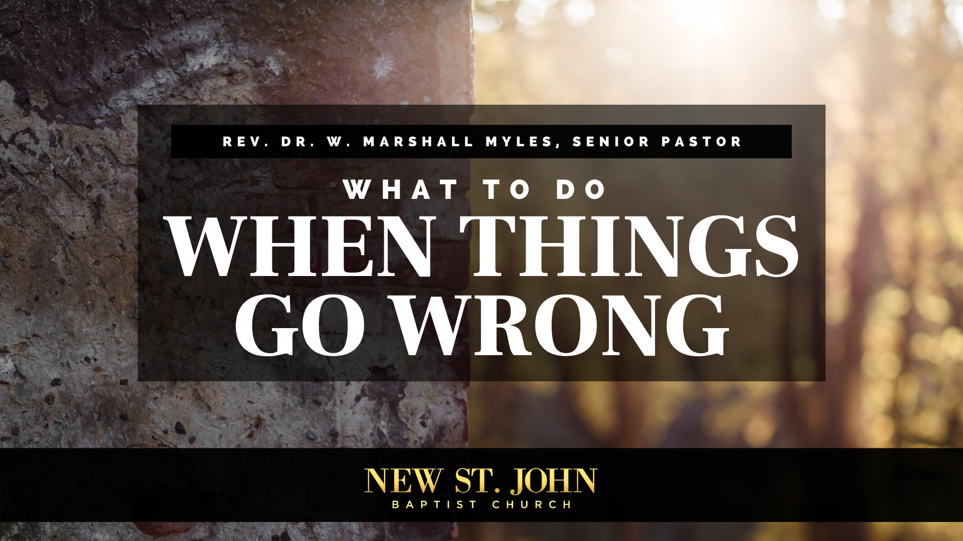 What To Do When Things Go Wrong - New St. John Baptist Church